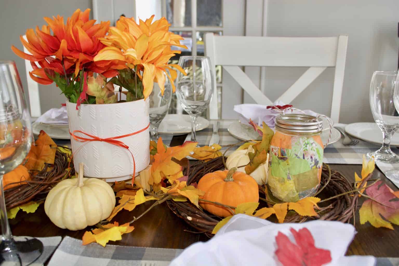 Simple Fall Tablescape with Mason Jar Lanterns - Craft and Sparkle