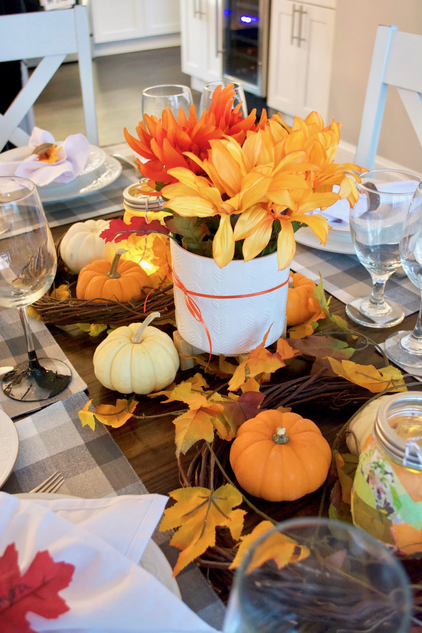 Simple Fall Tablescape with Mason Jar Lanterns - Craft and Sparkle